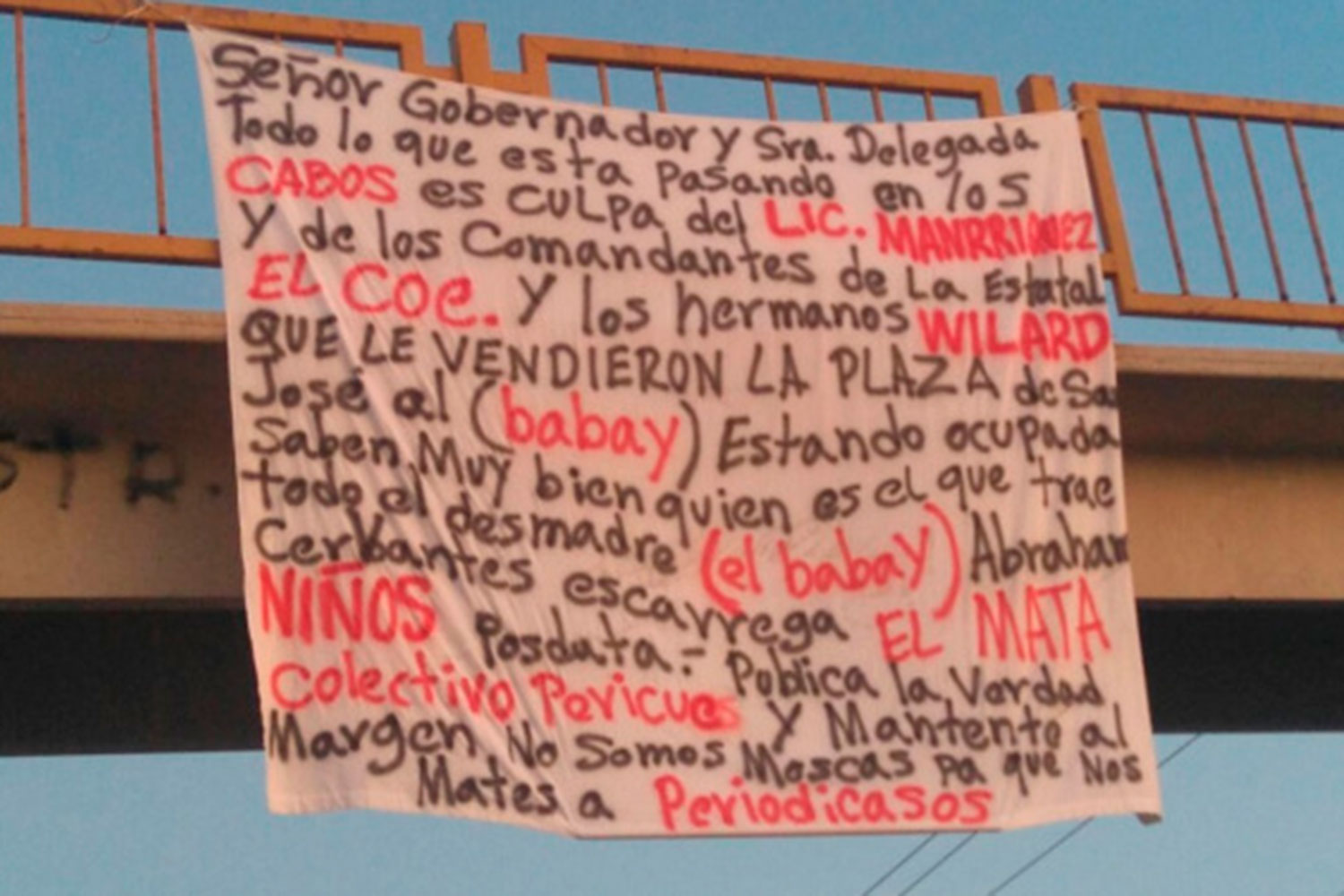 Aparece narcomanta en el puente de Rosarito en San José del Cabo - BCS ...